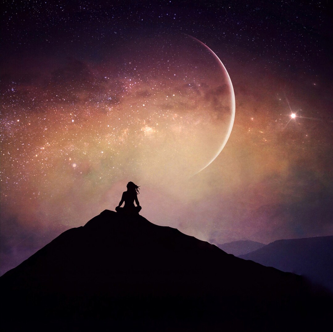 New Moon Photo, Capricorn Taurus Surreal Landscape Mountain Home Decor ...