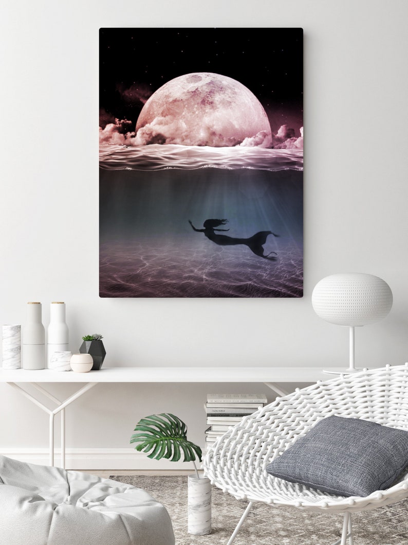 Mermaid Moon PRINT - Pisces Full Moon Photo Water Ocean Wall Home Woman ...