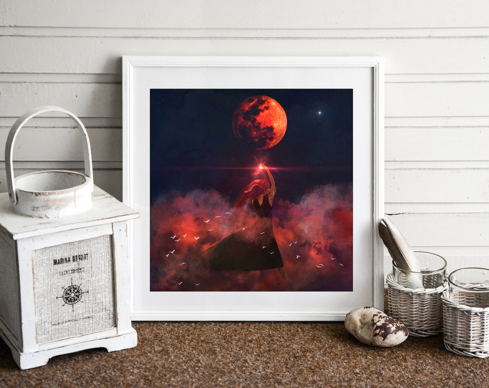 Blood Moon PRINT Full Moon Photo Surreal Blood Moon Taurus - Etsy