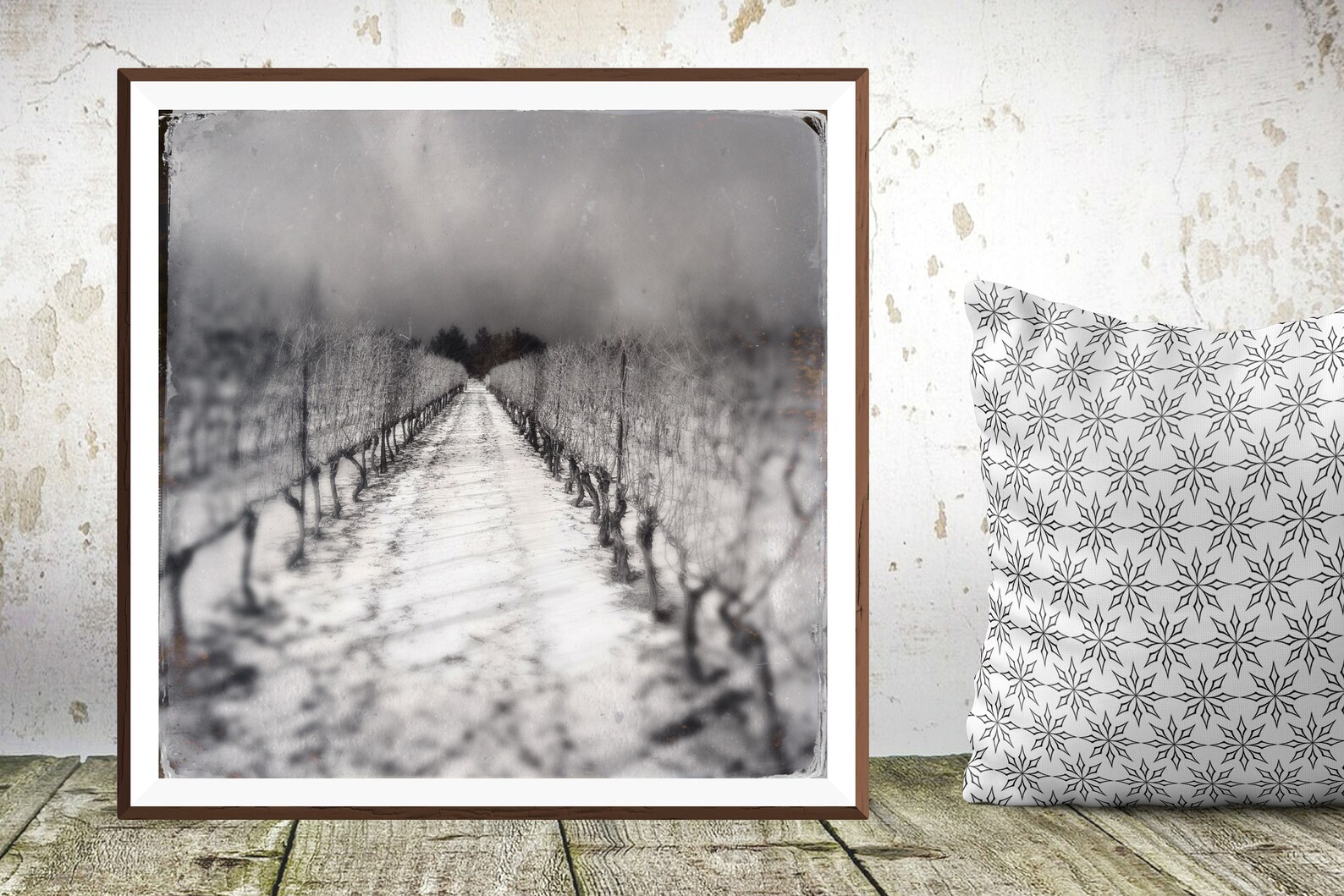 Winter Wine PRINT Vineyard Photo Black and White Snow Winery, Home ...