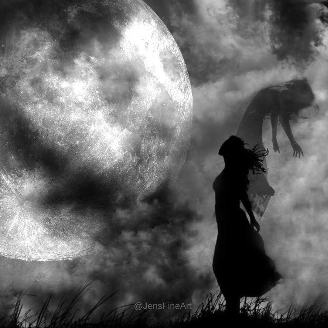 Invocation PRINT - Full Super Moon Photo, Surreal Landscape Fine Art ...