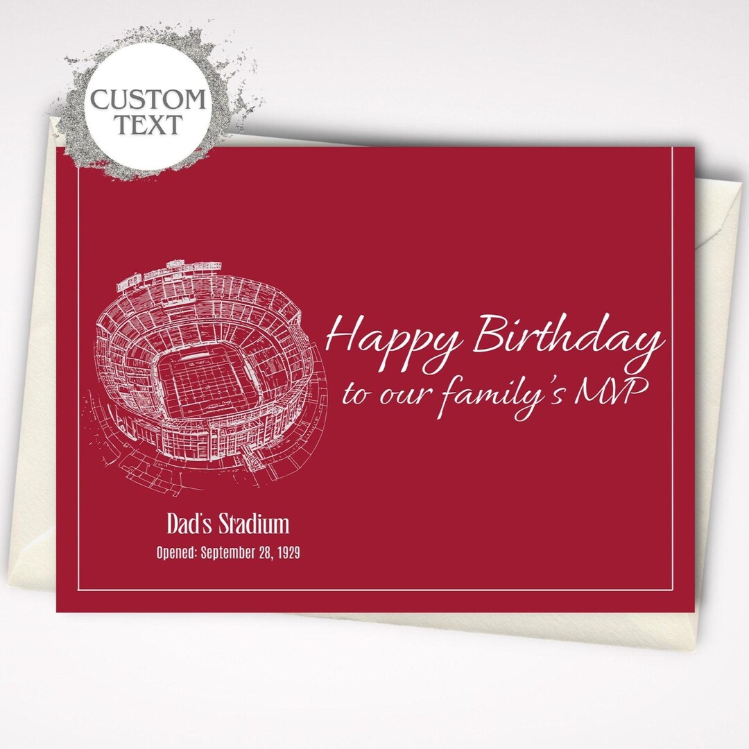 Personalized Alabama Football Birthday Card: Custom Stadium Design - Etsy