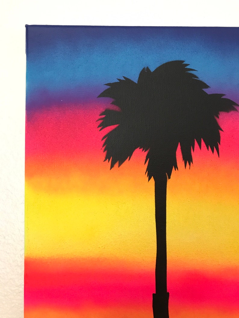 Palm Tree and Sunset - Etsy