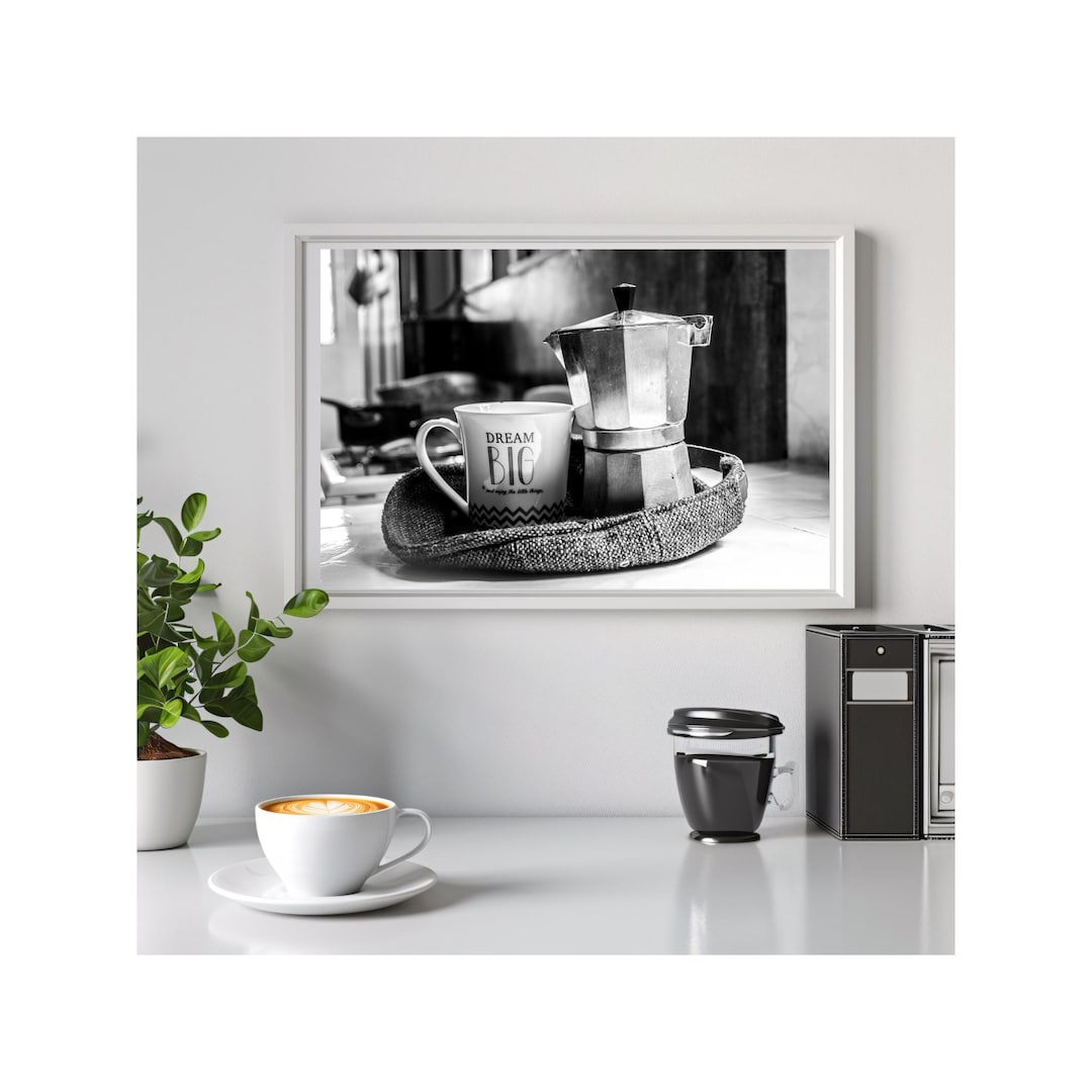 Minimalist Wall Wart, Coffee Cup Espresso Maker, Black and White ...