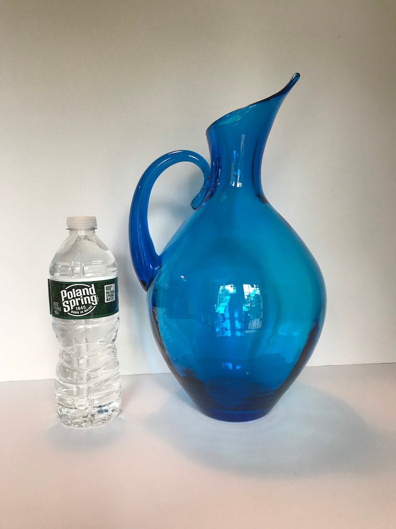 Blenko Glass Pitcher Design 991 Turquoise Vintage Large FREE SHIPPING ...
