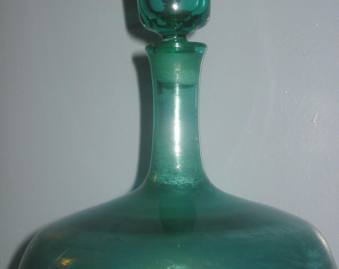 Vintage BLENKO Glass Mid Century Ship Decanter in Sea Green Design 565 ...