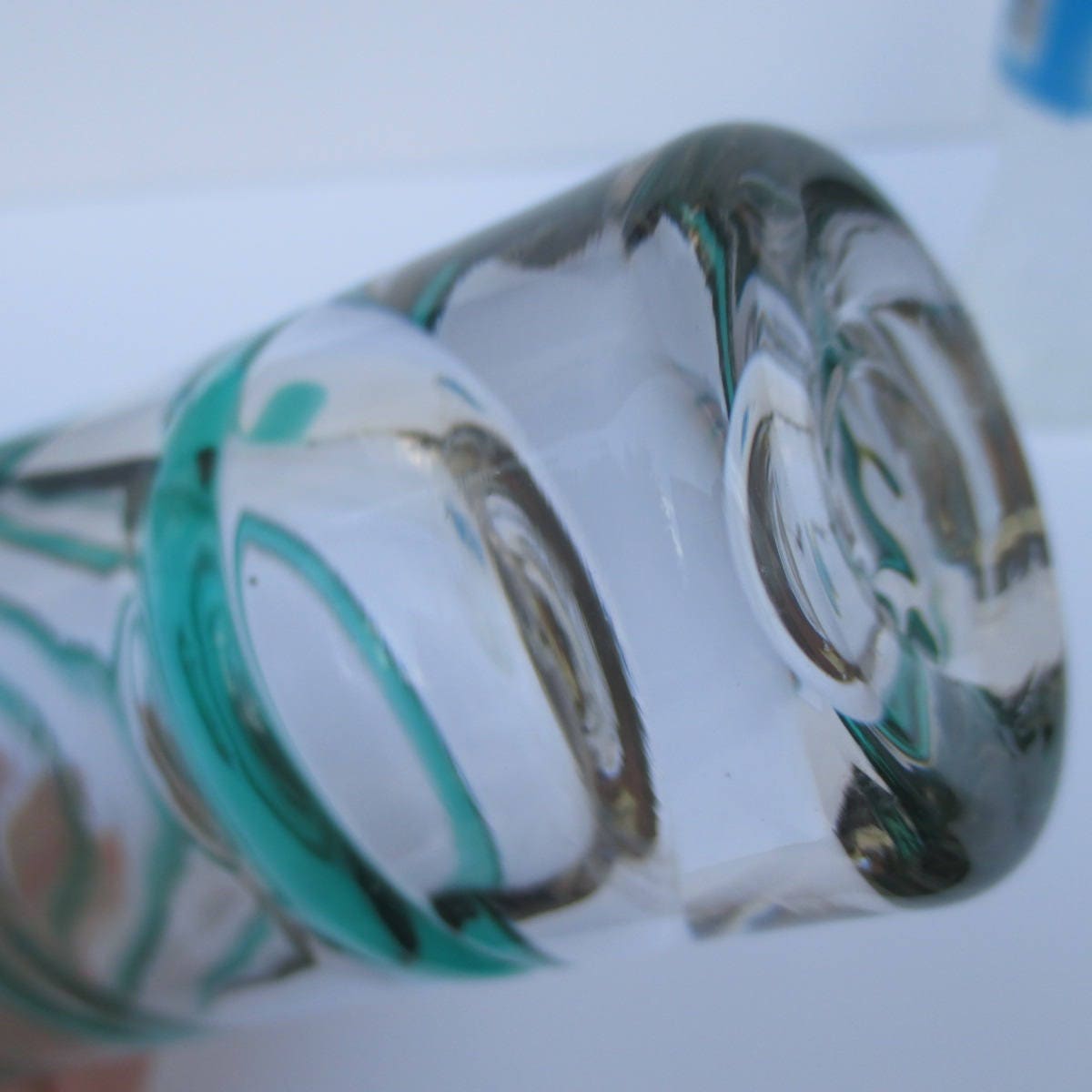 Blenko Glass 8912S Vase in Crystal and Antique Green With Original ...