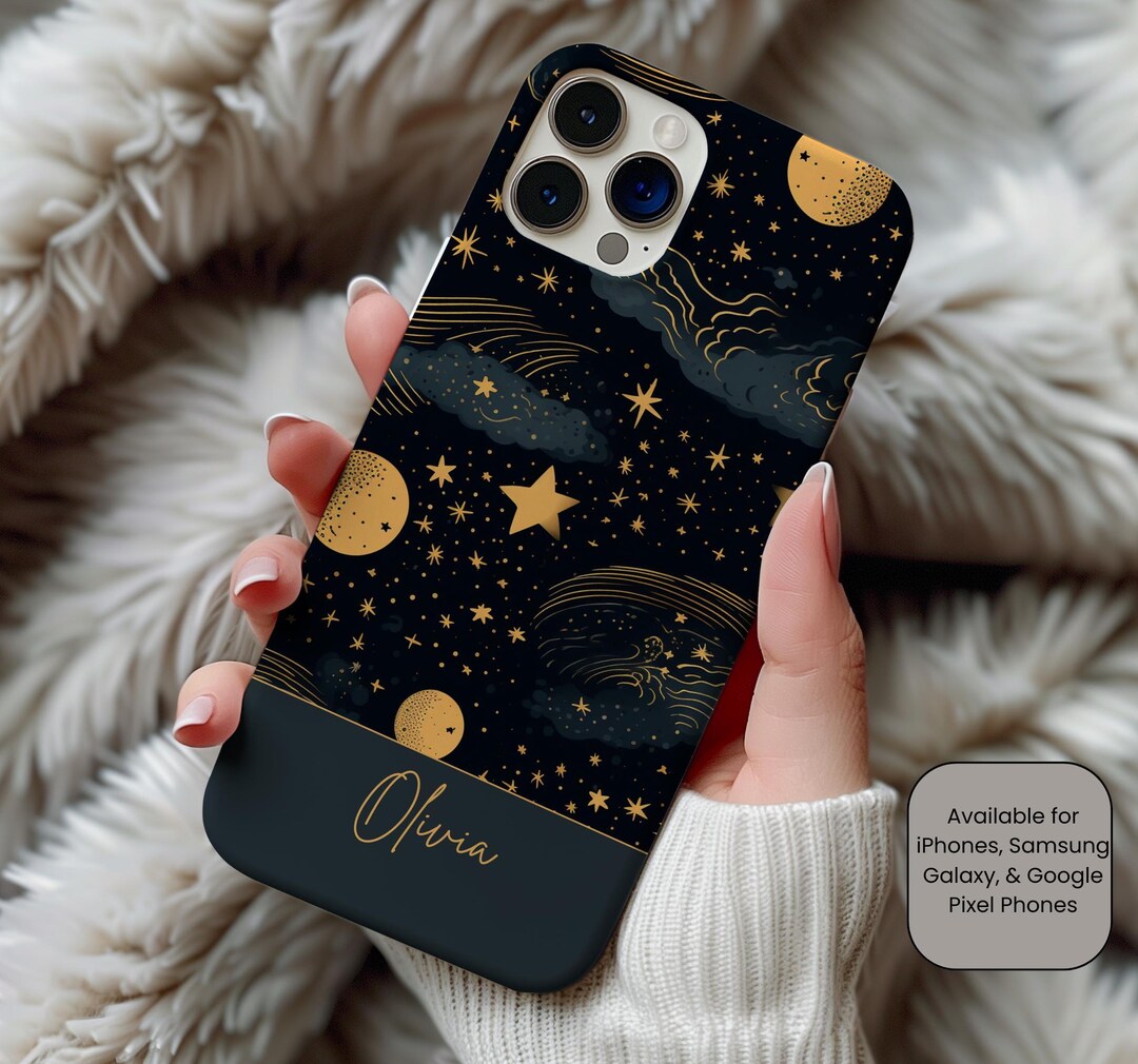 Personalized Vintage Celestial Phone Case, Tough Protective Cover, Moon ...