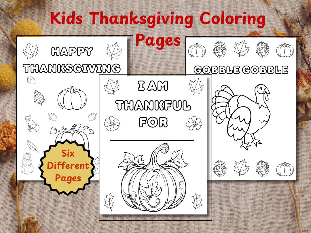Kids Thanksgiving Coloring Pages, Kids Thanksgiving Activity, Printable ...
