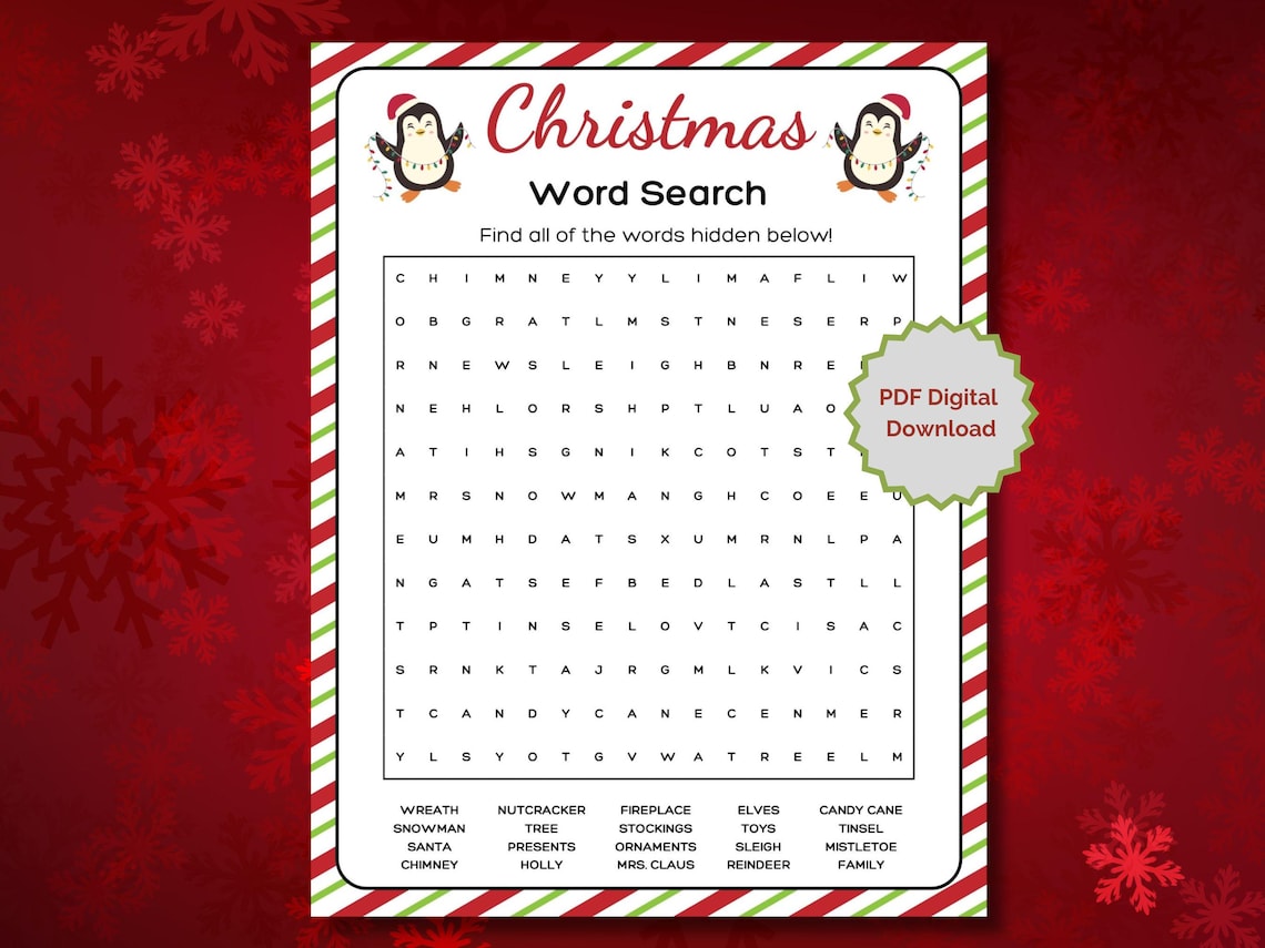 Christmas Word Search, Christmas Word Game, Printable Christmas Game ...