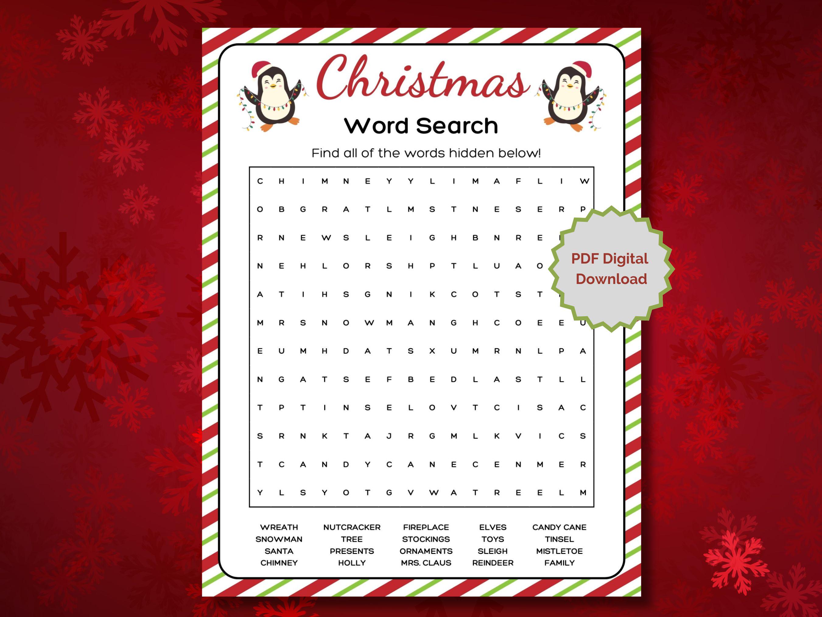 Christmas Word Search, Christmas Word Game, Printable Christmas Game ...