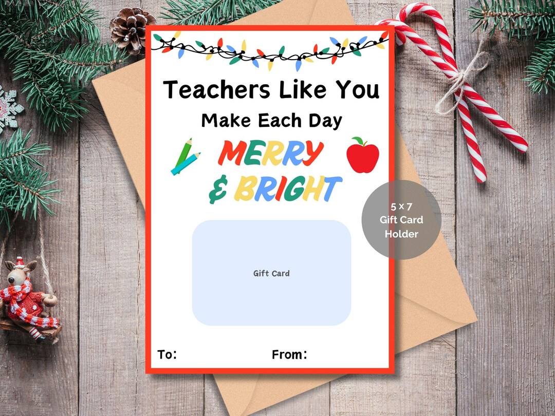 Teacher Christmas Gift Card Holder, Preschool Teacher Gift Card ...