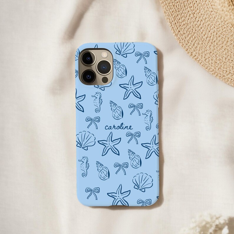 Personalized Beach Phone Case, Name Custom Shells & Bows Iphone ...