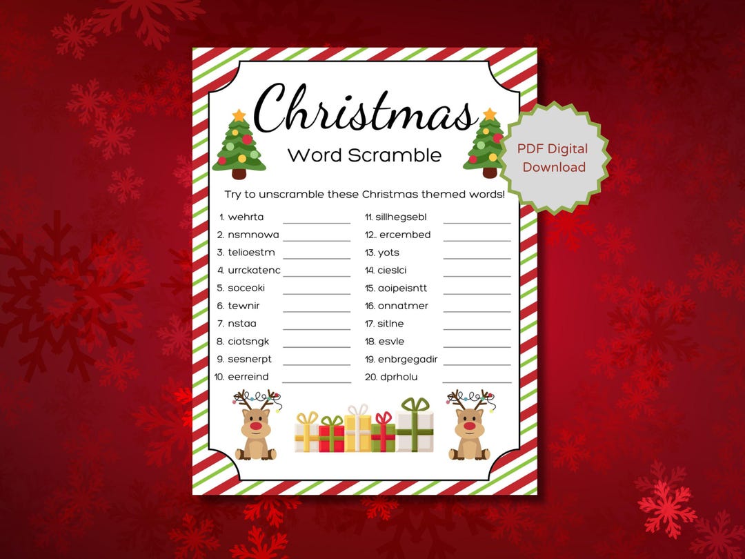 Christmas Word Scramble, Christmas Party Game, Christmas Office Party ...