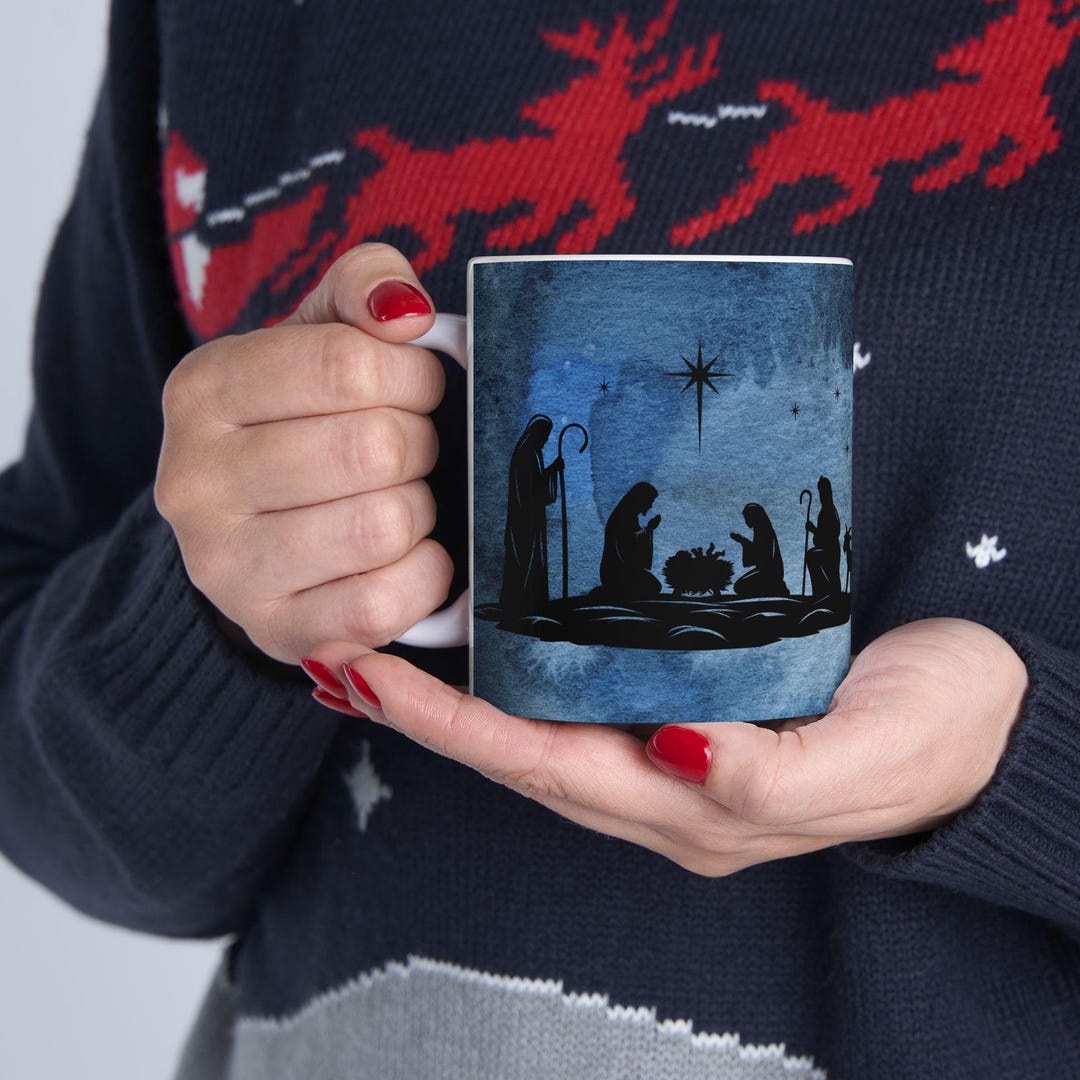 Manger Scene, Nativity Scene Ceramic Mug Perfect for Christmas, Holiday ...