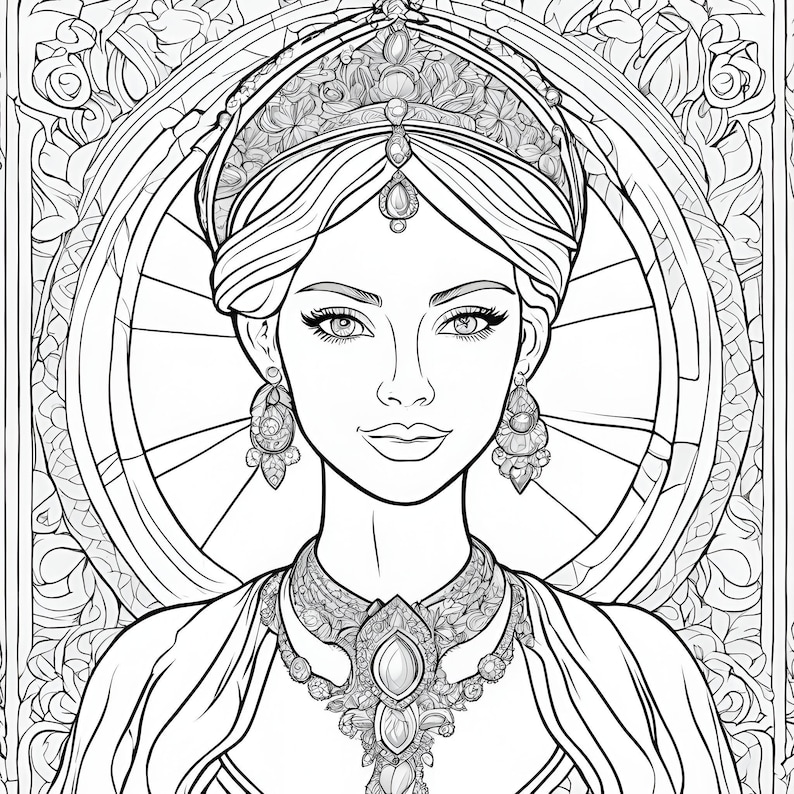 Princess Coloring Book for Adults | Adult Coloring Book | 50 Printable ...
