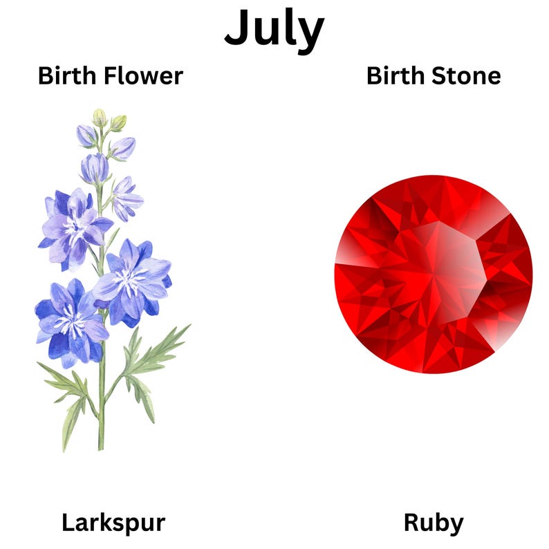 Birth Chart Art: Flower & Stone Guide (PNG Downloadable File) - Etsy