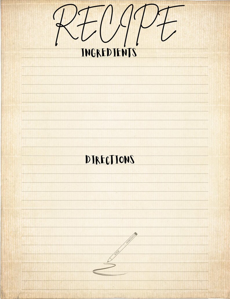 Recipe Book Pages, Downloadable PNG File for Printing Pages for Your ...