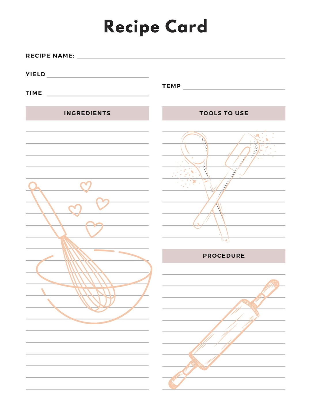 Printable Recipe Book Pages: 8.5 X 11" PNG (digital Download) - Etsy