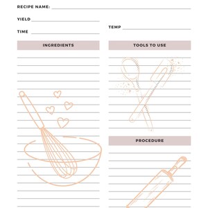 Printable Recipe Book Pages: 8.5 X 11" PNG (digital Download) - Etsy
