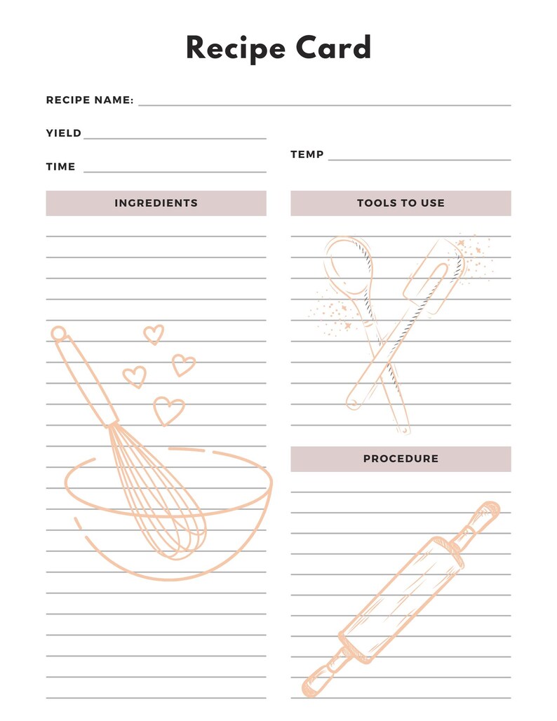 Printable Recipe Book Pages: 8.5 X 11" PNG (digital Download) - Etsy