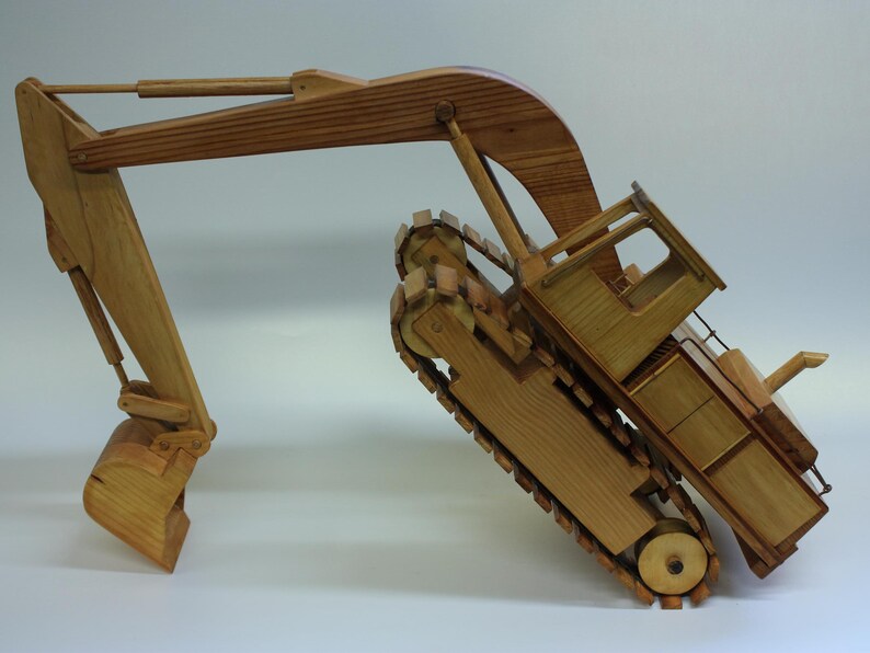 Handmade Wooden Excavator Model, Rustic Collectible Display - Etsy
