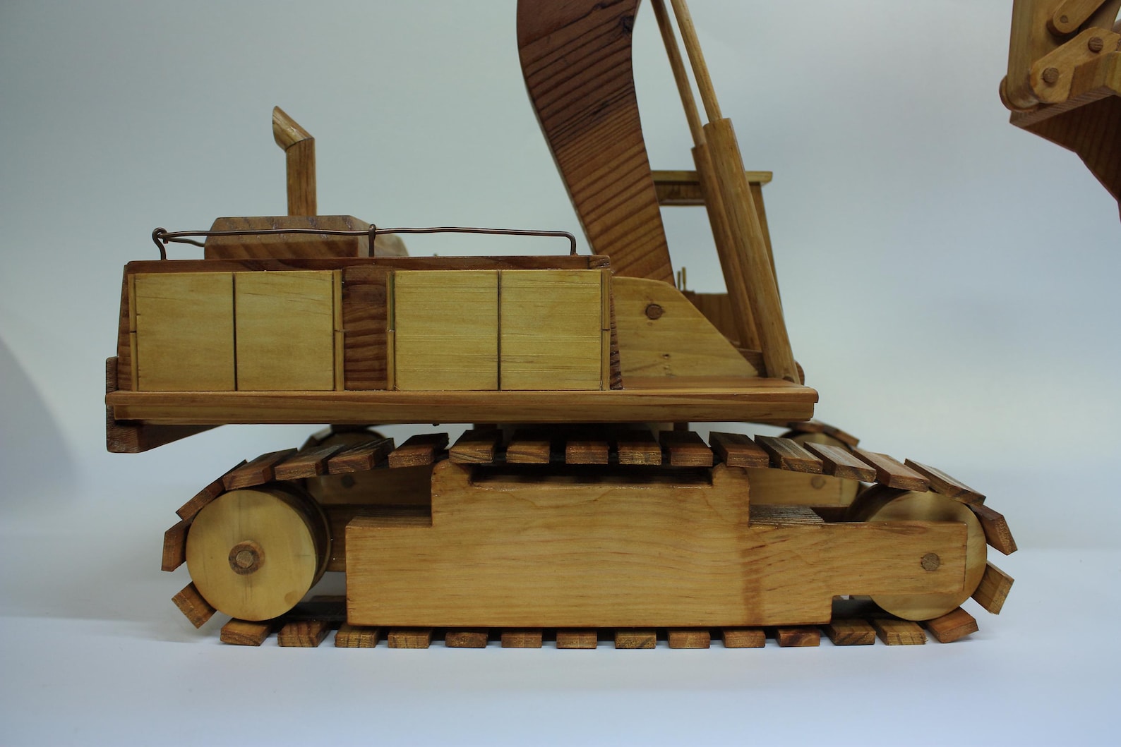 HANDMADE WOODEN EXCAVATOR, Caterpillar-type With Functional Body, Boom ...