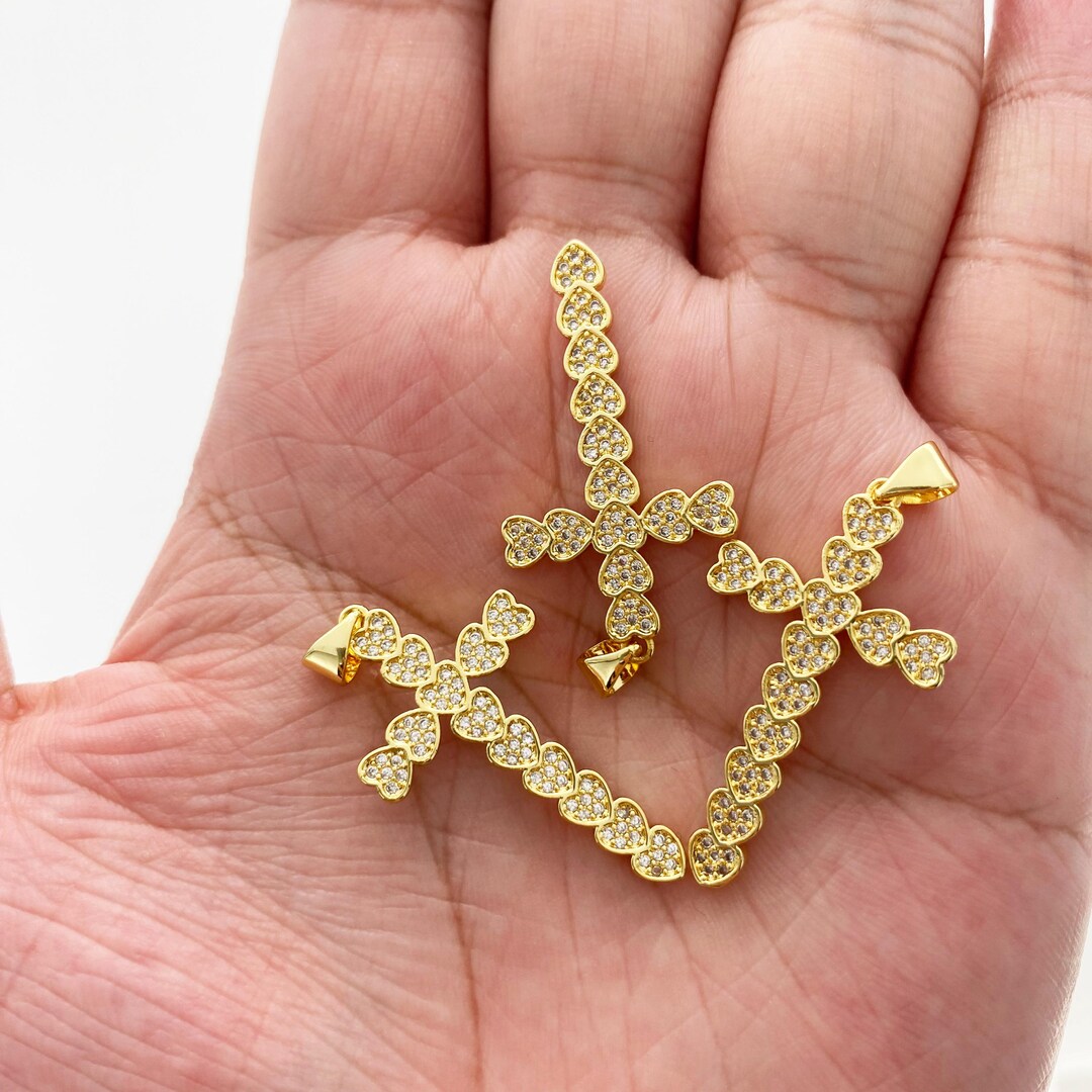 Ruby-centered Micro Pave Cross Connector in Gold Finish - Etsy