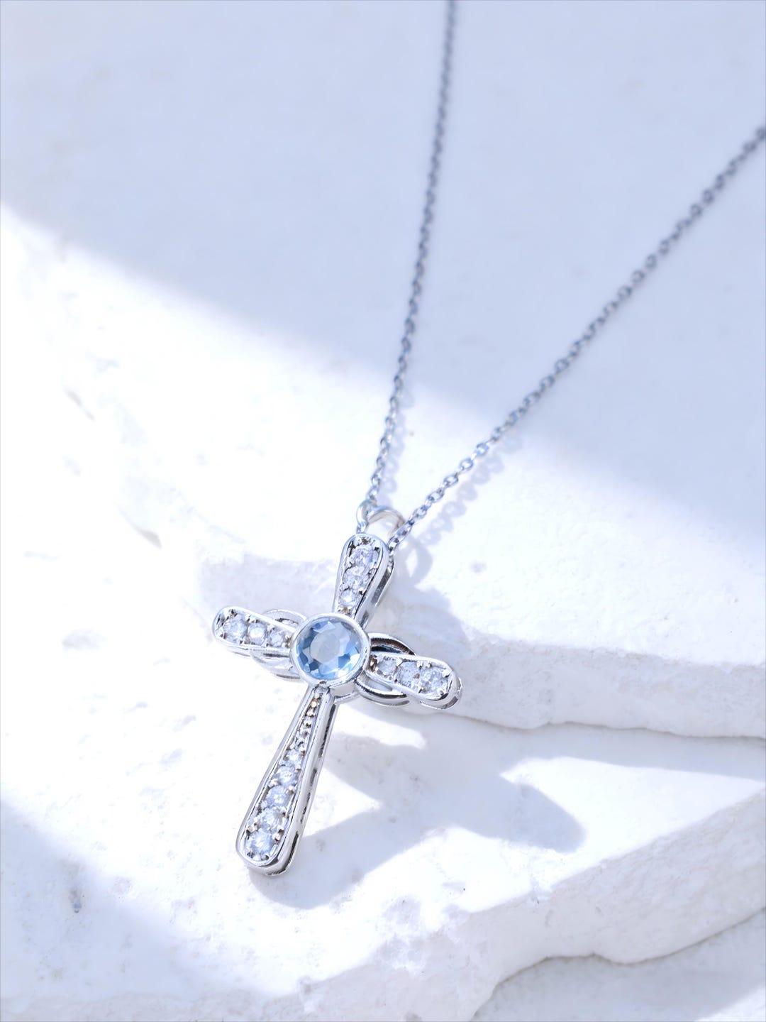 Simple Cross Projection Necklace • Sterling Silver Pendant With CZ ...