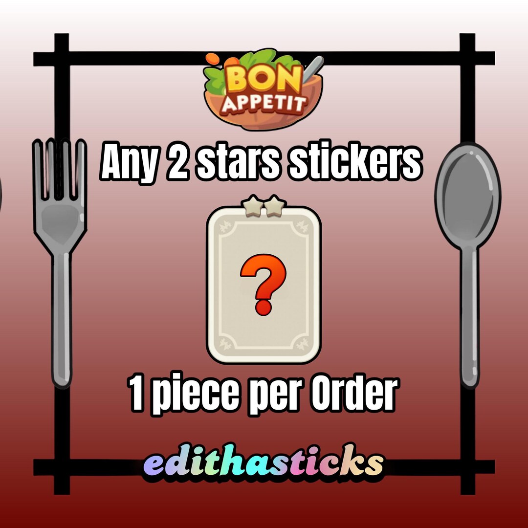 Any 2 Star Stickers Set 2 to 13 Bon Appetit - 1 Piece per Order - Etsy