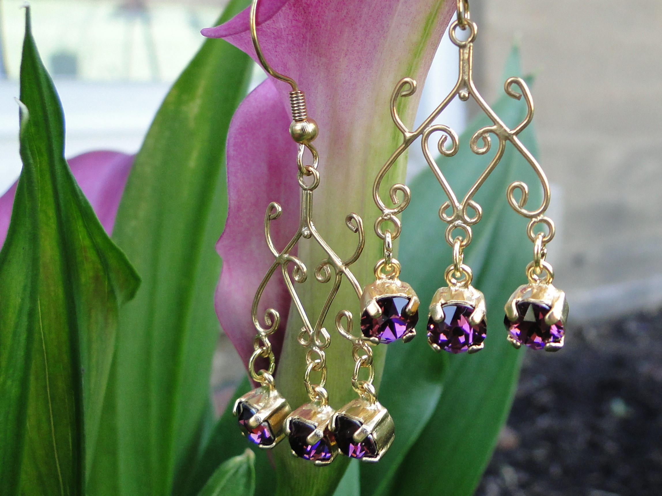 Dainty Gold 24kt Vermeil Filigree Chandelier Earrings - Etsy