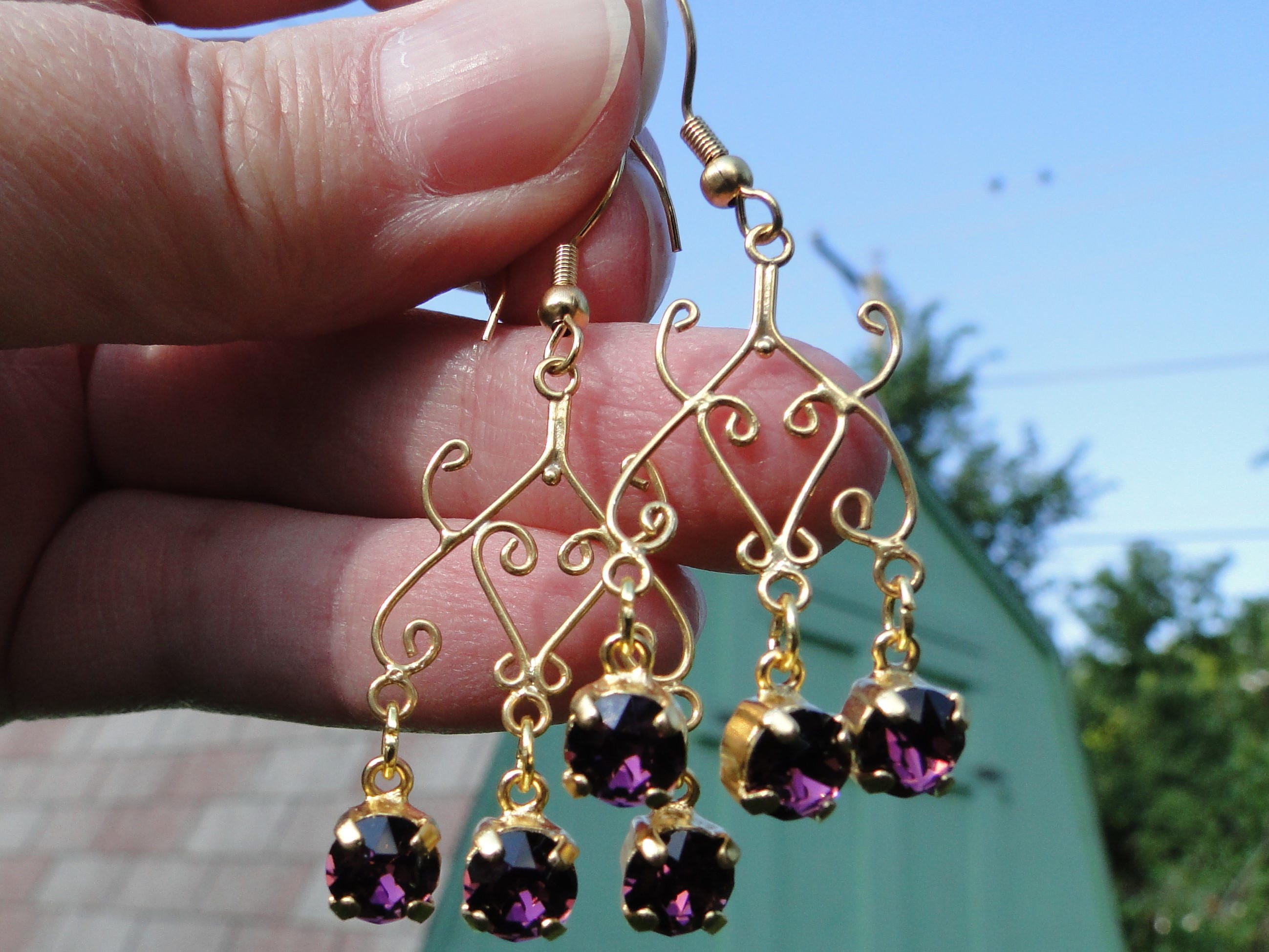 Dainty Gold 24kt Vermeil Filigree Chandelier Earrings - Etsy