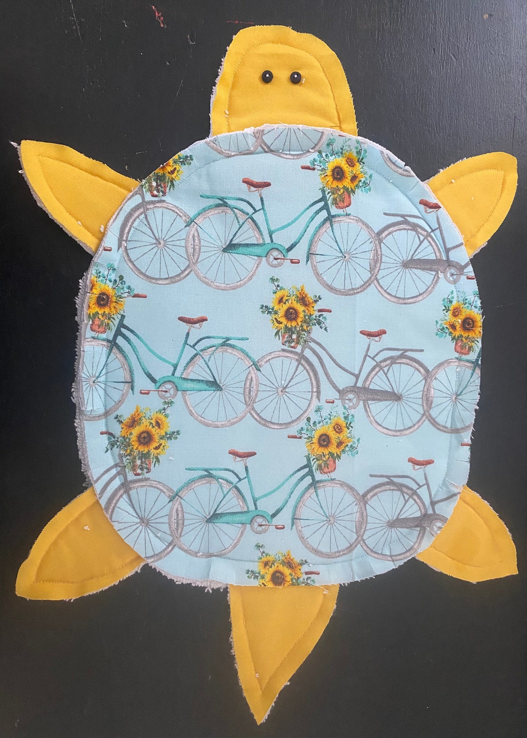 The Turtle Kitchen Floor Mop Handmade Sunflower/bicycle Cotton Fabric ...