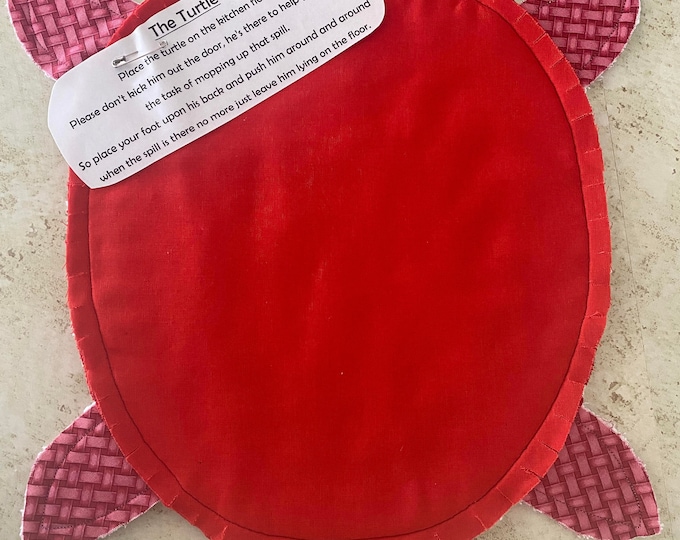 The Turtle Kitchen Floor Mop Handmade NEW Solid Red Cotton Fabric Foot ...