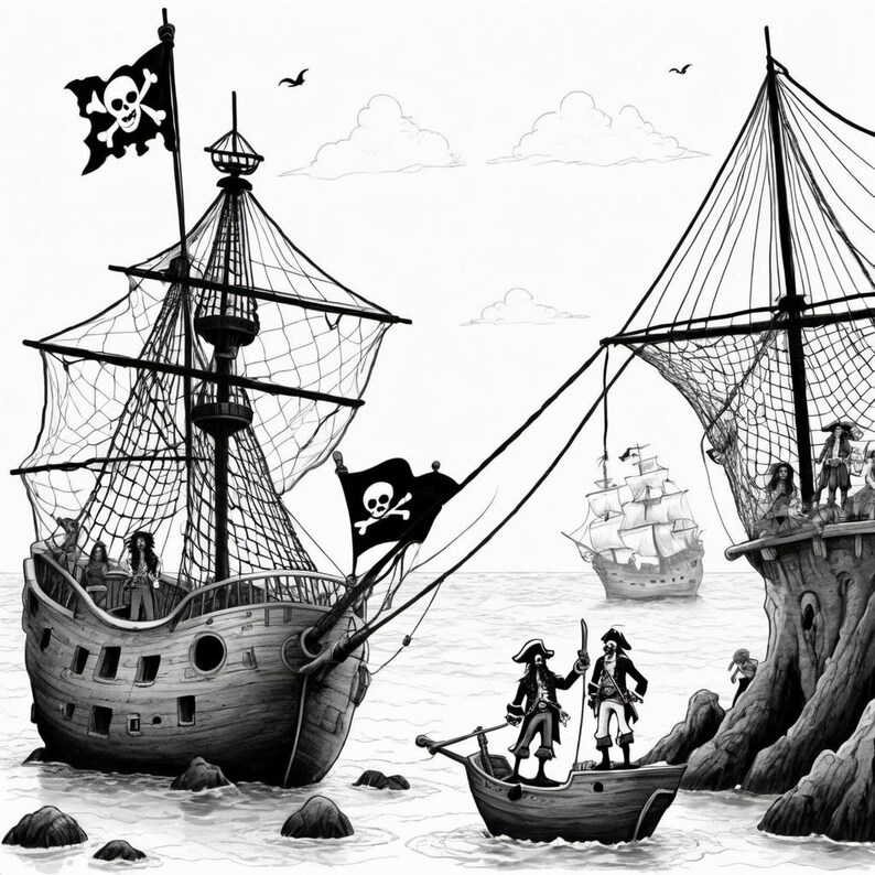 Printable Coloring Book Pages Young Pirates of the Caribbean Blue Seas ...