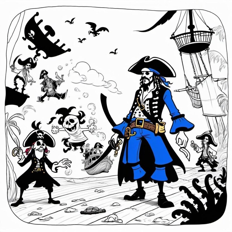 Printable Coloring Book Pages Young Pirates of the Caribbean Blue Seas ...