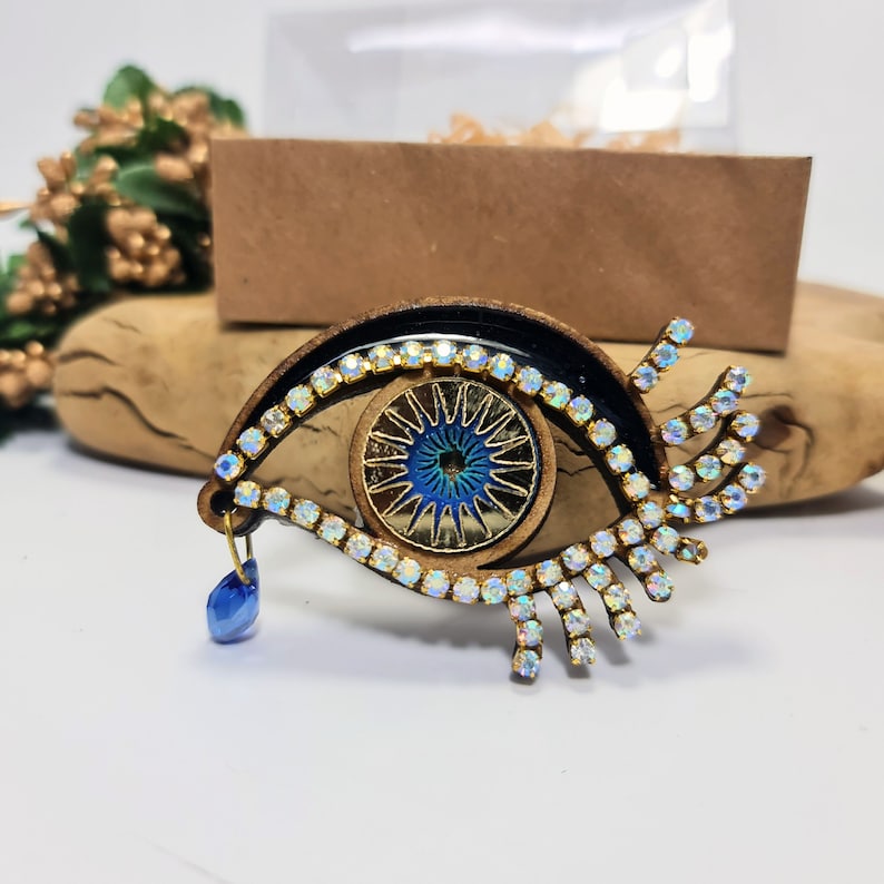 Evil Eye Brooch Handmade Protection Brooch Swarovski Crystal - Etsy UK