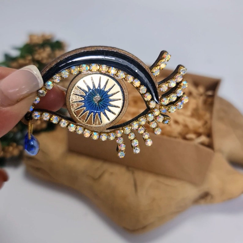 Evil Eye Brooch Handmade Protection Brooch Swarovski Crystal - Etsy UK