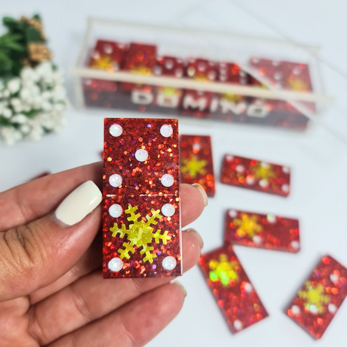 Christmas Dominoes Both Wooden and Epoxy Domino Sets Handmade Dominoes ...