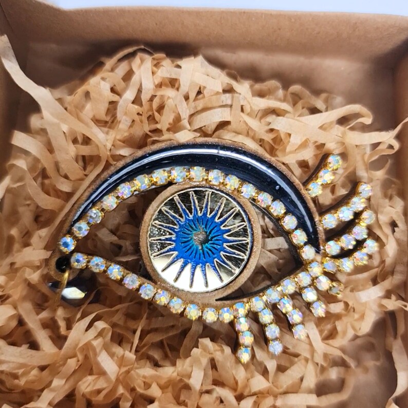 Evil Eye Brooch Handmade Protection Brooch Swarovski Crystal - Etsy UK