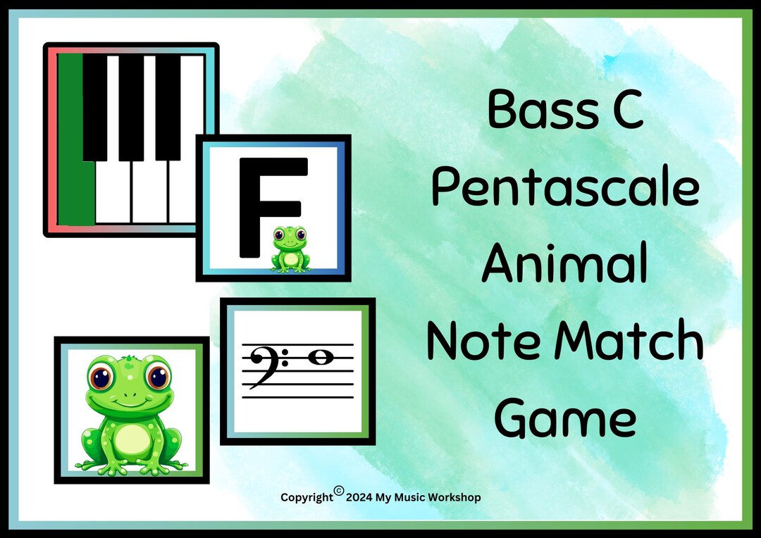 Bass C Pentascale Animal Match Note Game - Etsy