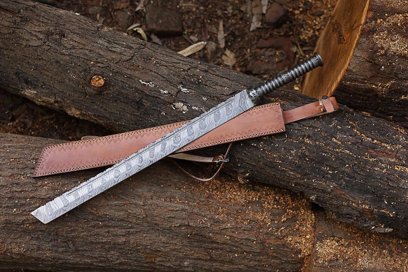 Real Viking Sword, Fully Ready Damascus Sword, Handmade Medieval Sword ...