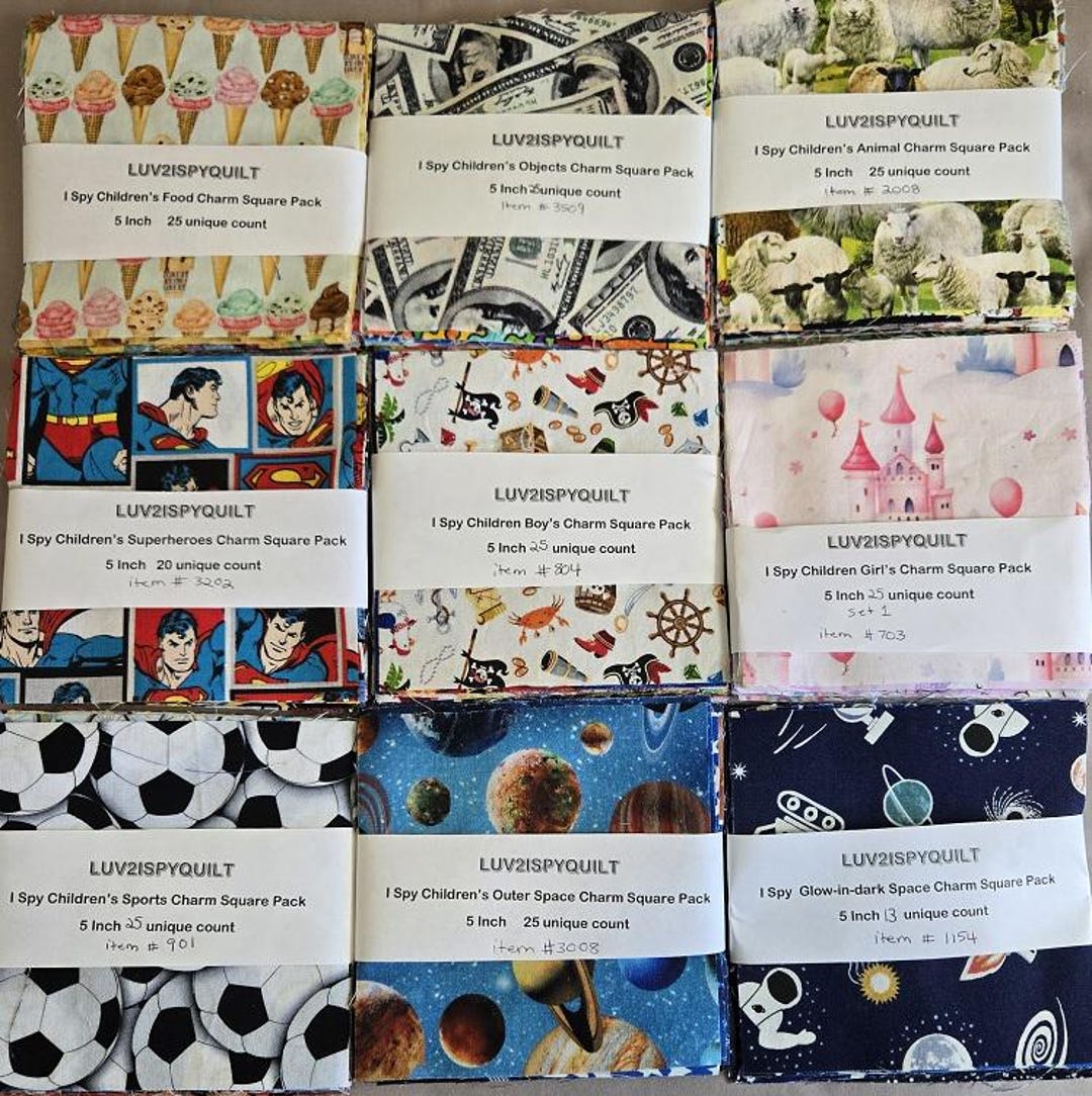I Spy 5 Inch Fabric Squares: Choose From 11 Themed Charm Packs - Etsy