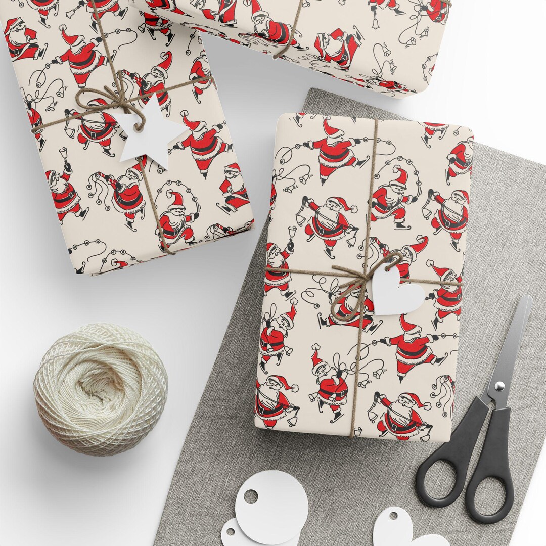 Vintage 1950s Wrapping Paper, Vintage Christmas Wrapping Paper, Retro ...