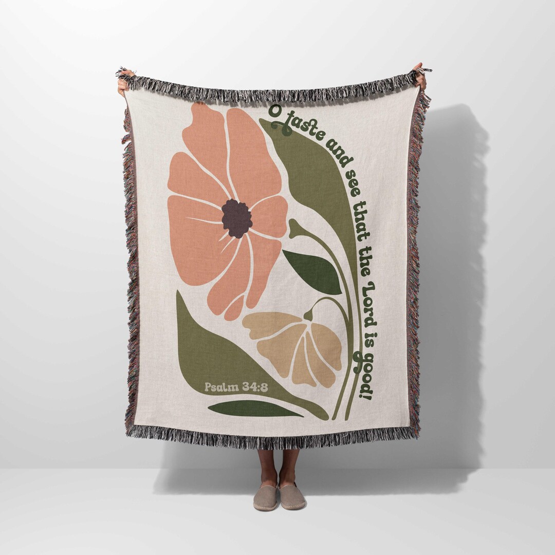 O Taste and See That Lord is Good Bible Verse Woven Blanket, Christian ...