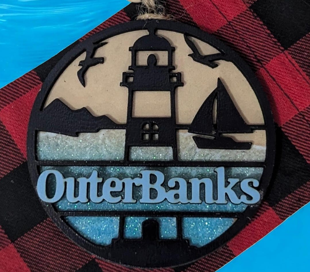 Outer Banks Ornament Navy & Baby Blue With Glitter Accents OBX - Etsy