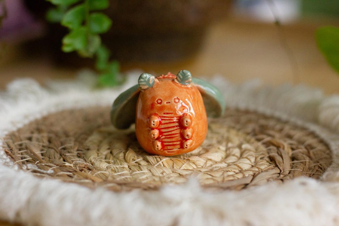 Handmade Ceramic Moth Figurine L Whimsical Tiny Sculpture L Unique Desk ...