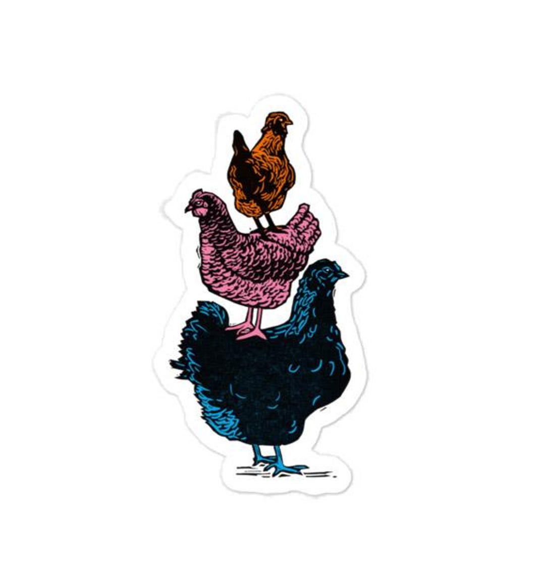 Chicken Sticker | Stack of Hens Sticker - Etsy