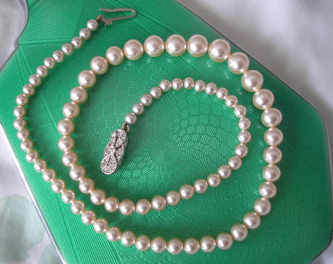 Vintage Pearls With Art Deco Clasp Cream Bridal Pearls Graduated Pearls Bridesmaid Ts