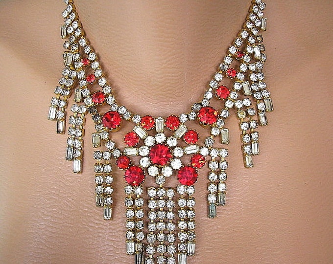 Great Gatsby Jewelry Art Deco Jewelry Wedding Jewelry Red Rhinestone ...